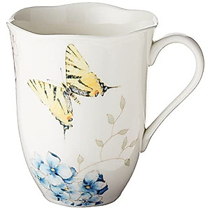 Lenox Butterfly Meadow Hydrangea 4-Piece Porcelain Mug Set, 4 Count (Pack of 1), Multi