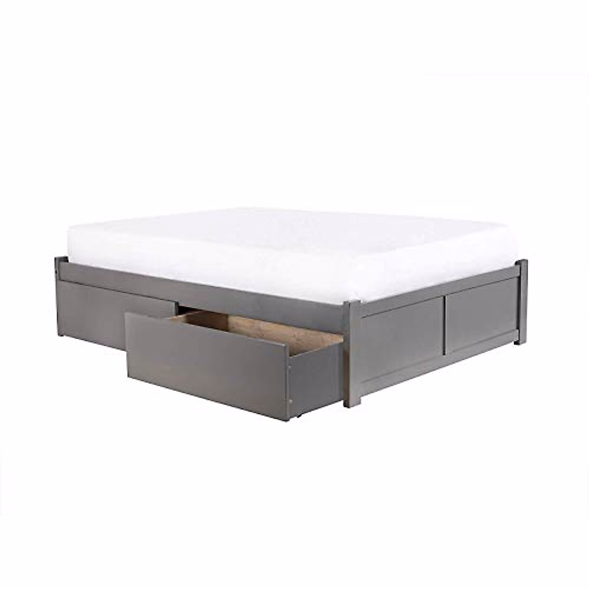 AFI Concord Queen Size Platform Bed with Footboard & Storage Drawers in Grey