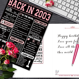 YiKaLus Cool 21st Birthday Gift Card for Him Her, Happy 21 Year Old Bday Gift Ideas for Women Men, Back In 2003 Party Decorations