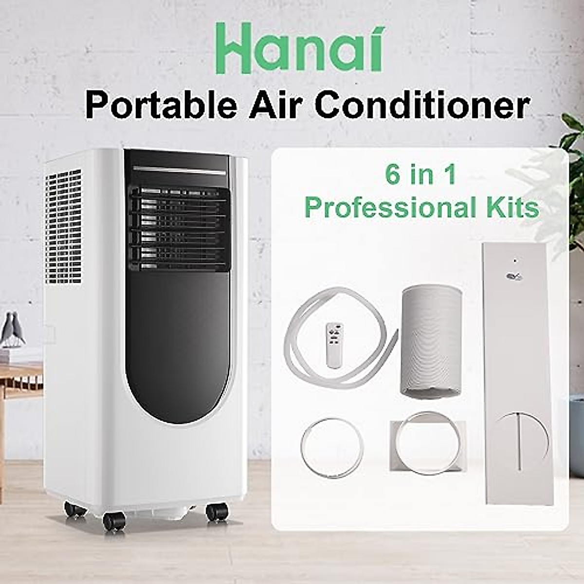 WANAI Portable Air Conditioner, 8000 BTU 6-in-1 Air Conditioner Cooling For Rooms Spaces Up To 250 Sq.Ft, Multi-Function Portable Air Conditioner Suitable For Bedroom, Office, Living Room