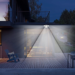 UNITXIN Solar Motion Sensor Lights 214 LED 4 Heads Adjustable 3000lm Ultra Bright Outdoor Waterproof Solar Powered Rotable Flood Light for Yard Garage Entryway Patio (2 Pack)