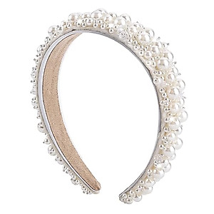 Yolev Faux Pearl Headbands Women's White Pearl Hairbands Bridal Hair Hoop Headpieces Wedding Hair Styling Accessories for Women and Girls