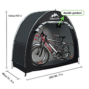 MAIZOA Outdoor Bike Covers Storage Shed Tent,210D Oxford Thick Waterproof Fabric,outdoor aluminum alloy bracket bicycle storage shed, neat tent bicycle cover (L-BLACK)