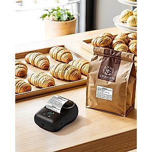 Phomemo M110 Label Printer - Bluetooth No Ink Printer, Mini Portable Barcode Label Printer for Retail, Address, Barcode, Home, for PC/Mac, iOS/Android, with 3pack Most Used Labels, Ebony Black