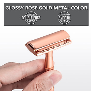 Safety Razor for Men and Women,All Double Edge Razor Blades Lady Razor Eco-Friendly Zero Waste Beauty Environmentally,Rose Gold