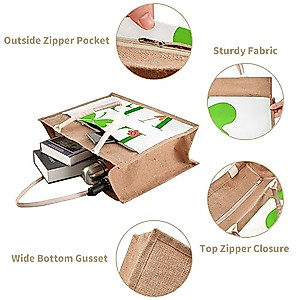 Jute Tote Burlap Bag Green Love Letter Clover Shamrock St Patrick's Day Gift Bag Women DIY Work Grocery Storage Bag