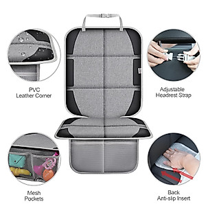 Meolsaek Car Seat Protector for Child Car Seat + Kick Mats with Organizer, Waterproof 600D Backseat Protector Seat Cover 2 Pack