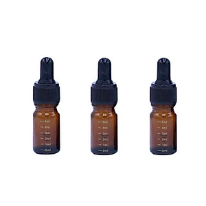 QUUPY 3PCS Portable Amber Glass Graduated Scale Dropping Bottle Vials With Black Rubber Cap And Glass Dropper Pipette For Cosmetic Perfumes Essential Oils Liquids Storage