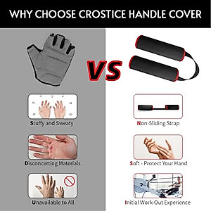 Handle Cover for Rowing Machine(NO Sliding), Compatible with Peloton Rower and Concept 2, Fits for Most Rowing Machine, Red Rowing Gloves Comfort, Rowing Grip, Row Without Pain, Strong Absorbent