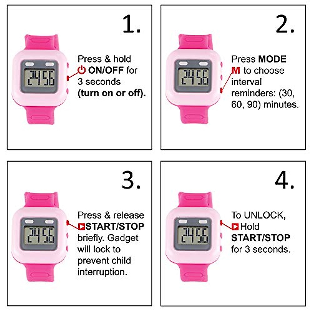 [Updated] POTTY FUN Potty Training Watch Timer | Remind Your Toddler to Go Potty | Fun Audio/Music Theme | Water Resistant and Child-Proof Lock of 3-Second Hold to Turn On/Off | Princess Potty Theme