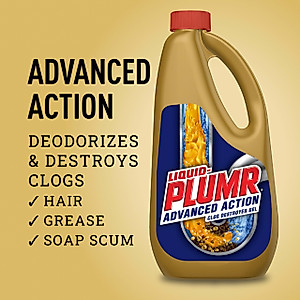 Liquid-Plumr Advanced Action Clog Destroyer Gel, Hair Clog Eliminator, Drain Clog Remover, Liquid Drain Cleaner for Kitchen and Bathroom Use, Safe for All Pipes, 32 Ounces (Pack of 2)