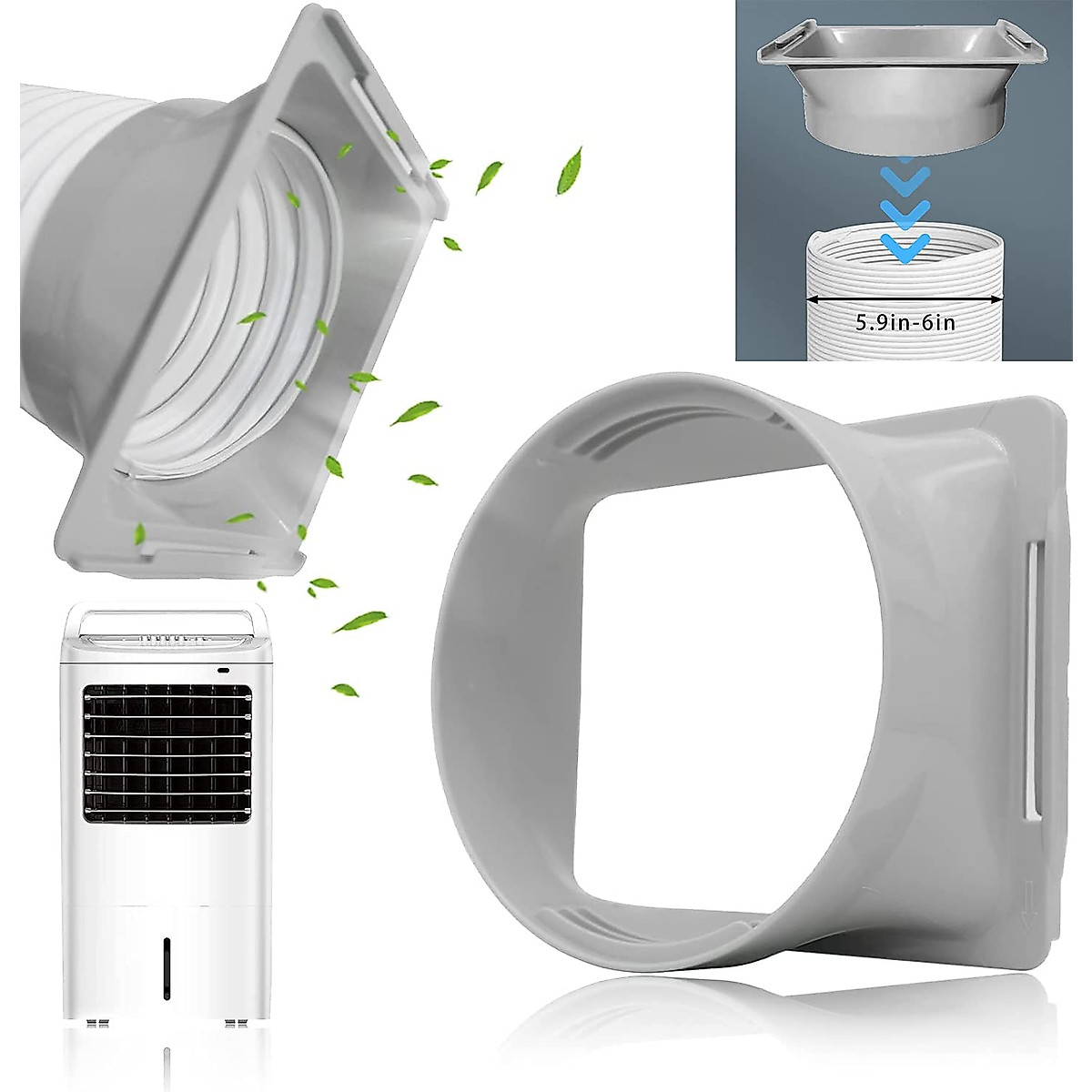 tMebrdkop 5.9 inch / 6 inch Portable Air Conditioner Exhaust Hose Coupler Square,Air Conditioning Accessories & Parts Window Adapter