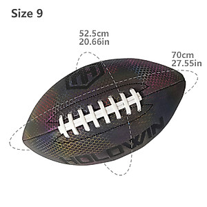 HW HOLOWIN Holographic Luminous Light Up Reflective Football for Night Games & Training, Glowing in The Dark, Great American Football Gifts for Men (Black, Official (Size 9))