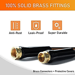 DayisTools Heavy Duty Hybrid Garden Hose 50 ft, Flexible Kink Resistant Water Hose 5/8 IN x 50FT, Lightweight, Super Durable, All-weather, Burst 600 PSI, 3/4 IN GHT Solid Brass Fittings, Black Orange