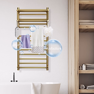 PLPUVO Towel Warmer, Heated Towel Warmer for Bathroom, Wall Mounted Hot Towel Racks with Top Shelf, Stainless Steel Heated Towel Drying Rack (Hardwired)