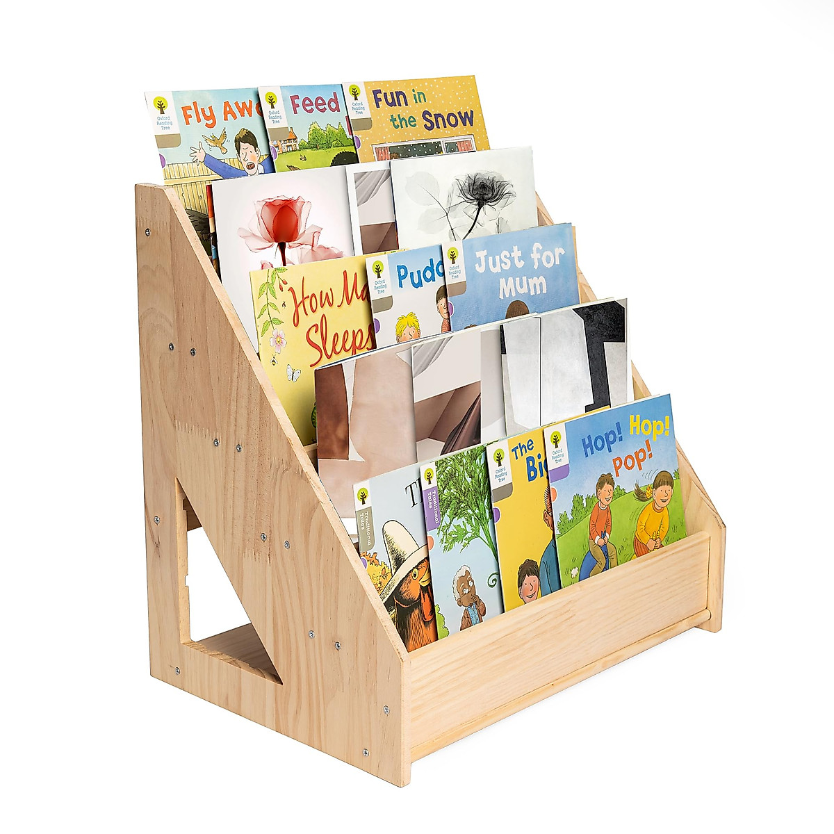 GENMOUS Montessori Bookshelf for Kids Room, Wooden Toddler Bookshelf with Chalkboard, Front-Facing Kids Bookshelf with Handle, Baby Book Shelf Bookcase for Nursery Playroom Classroom Reading Nook