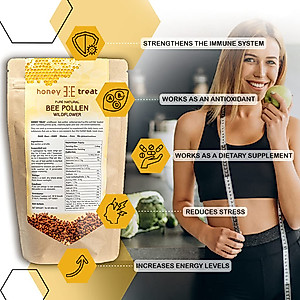 Bee Pollen Granules by Honey Treat- Raw, Pure, Natural, Fresh Wild Bee Pollen- Non GMO- No preservatives- 16 OZ (454g)