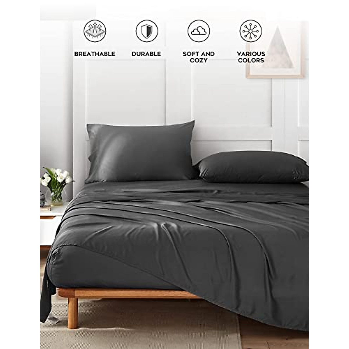 BB BLINBLIN Bamboo Soft and Breathable Duvet Cover for Weighted Blankets (60''x80'') - Black Print