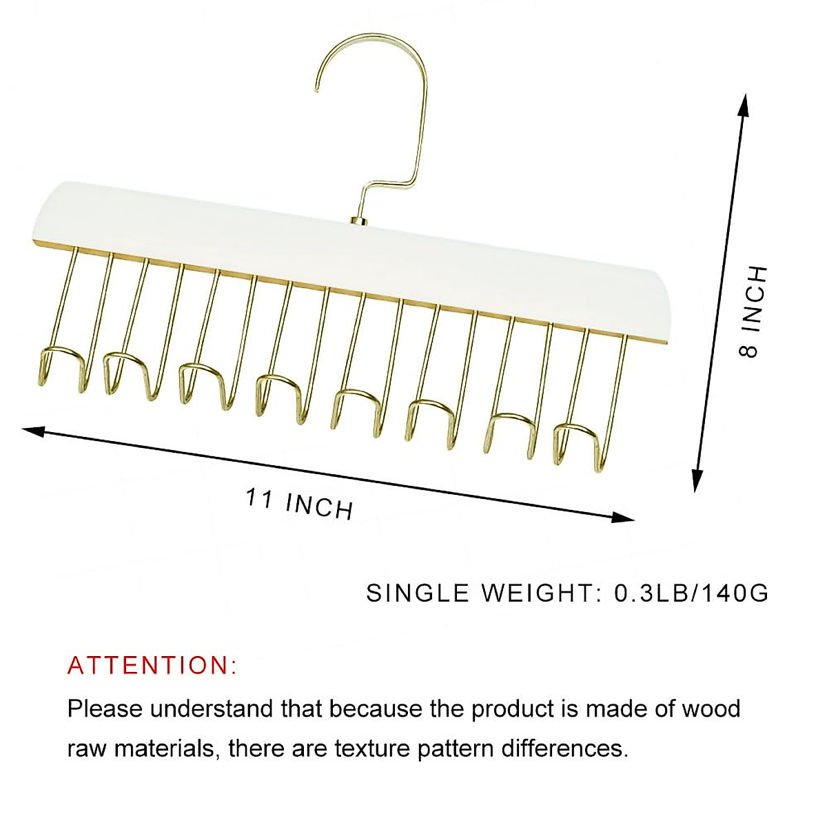 Belt Hanger for Closet,Tank Top Hanger w/8 Hooks Capacity,2 Pack Wood Space Saving Hanger, Sturdy and Durable Scarf Organizer and Storage for Tops, Bras, Camisoles, Scarfs or Tie (White)