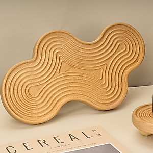 SEEDWAVE Beech Wood Decorative Tray, Bathroom Counter Tray with Non-Slip Pad, Cloud Perfume Tray Organizer for Jewelry, Dressing Table, Cosmetics, Coffee, Desktop Decoration (13.8×7.9×2 Inch)