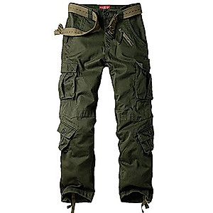 Men's BDU Casual Military Pants, Tactical Wild Army Combat ACU Rip Stop Camo Cargo Work Pants Trousers with 8 Pockets (7533 Army green, 38)