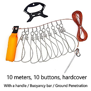 Fish Stringer Clip,Fishing Stringer Clip Fish Lock Stainless Steel Wire Rope Lanyard Live Fish Lock with Float,5/10 Metal Snaps (10 Clips)