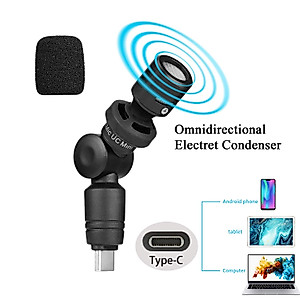 Saramonic Ultra-Compact Omnidirectional Condenser USB-C Microphone for Smartphones, Tablets & Computers (SmartMic UC Mini), Black