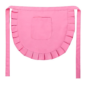 SUN2ROSE Girls Cosplay Waist Apron Tight Costume, Cotton Half Apron Kitchen Party Favors Also Fits for Kids Apron Cosplay (pink)