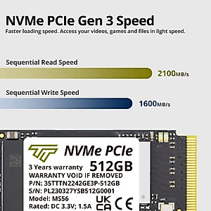 Timetec 512GB M.2 2242 SSD NVMe PCIe Gen3x4 3D NAND TLC Read/Write Speed Up to 2,000/1,500 MB/s Compatible with Lenovo Thinkpad E15 / ThinkPad 11e Yoga Gen 6, Laptop and Desktop