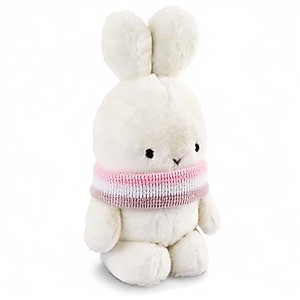 Booto Character Cute Shy Bunny Plush Stuffed Animal Toy Figure Doll, Medium, White