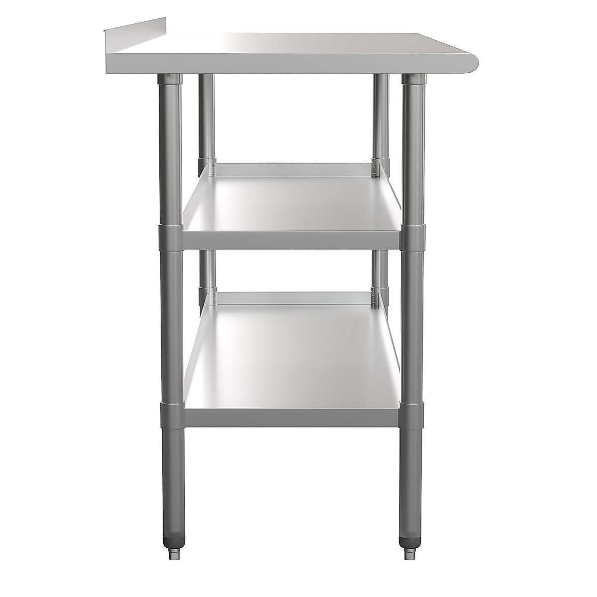 Flash Furniture Randolph Stainless Steel 18 Gauge Work Table with 1.5" Backsplash and 2 Undershelves - 60"W x 24"D x 36"H, NSF