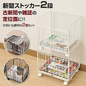 Yamazen RSR-2C (DBR) Newspaper Stocker, 2 Tiers, Dark Brown