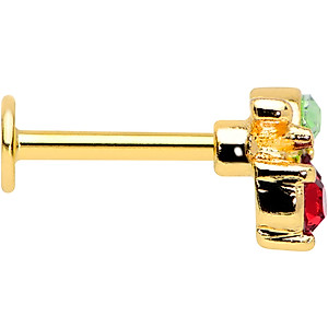 Body Candy Womens 16G PVD Steel Red Accent Cherries Fruit Labret Monroe Lip Ring Tragus Cartilage Stud 5/16"