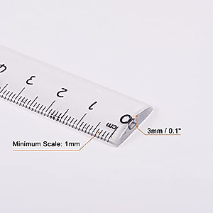 HARFINGTON 2pcs Straight Plastic Ruler 12cm Metric Plastic Clear Measuring Tool for Classrooms Home Office