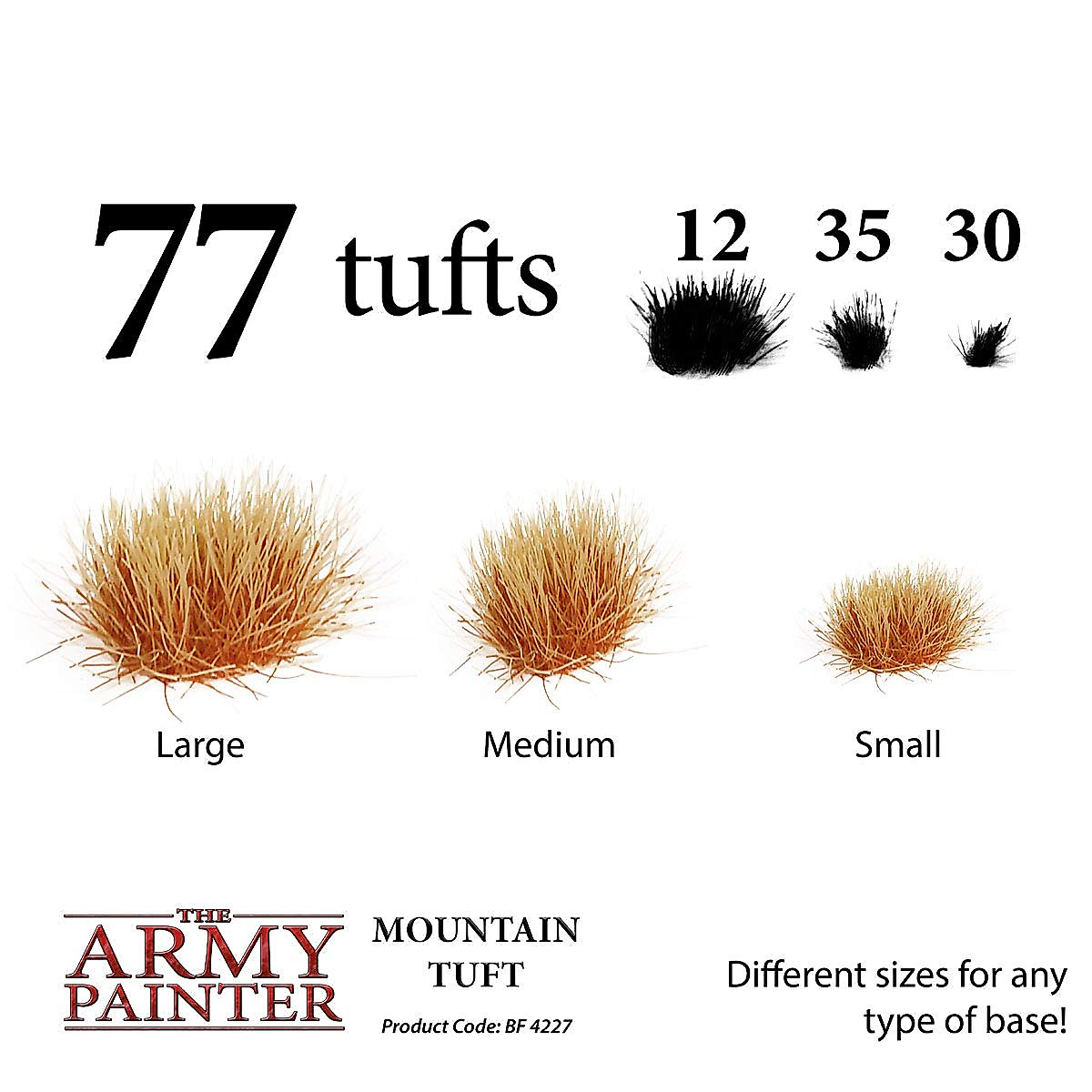 The Army Painter Tufts - Battlefield Tufts: Mountain Tuft, 77 Pcs, 3 Sizes-Terrain Model Kit for Miniature Bases & Model Grass Tufts -Diorama Supplies & Diorama Grass for Mini Basing & Gaming Scenery