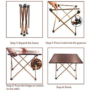 Portable Roll up Camping Table Compact Folding Table in a Bag for Picnic Tent Camp Beach