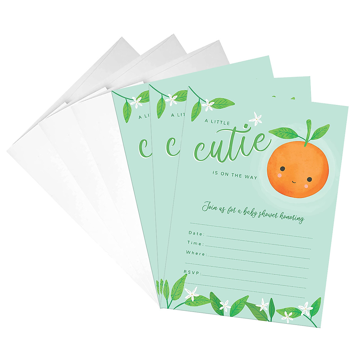 Wish Clover Little Cutie Baby Shower Invitations Fill-In Style (24-Count) Envelopes Included