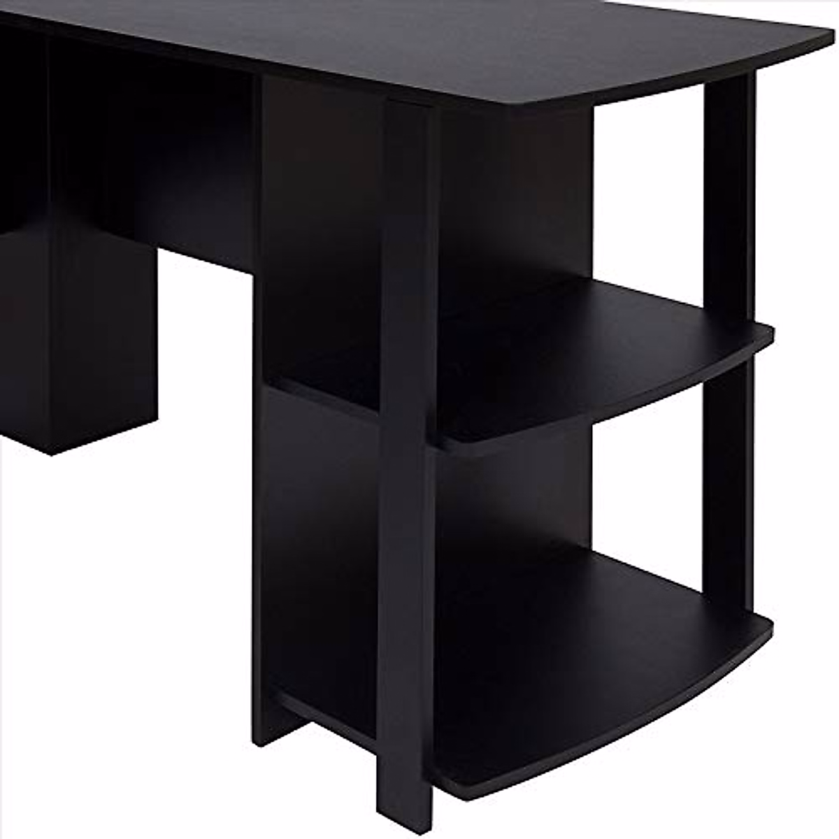 L Shaped Desk with 2 Tier Bookshelves, Computer Corner Desk, Home Office Writing Workstation, Gaming Desk PC Laptop Table with Storage for Study/Writing/Working (Black)
