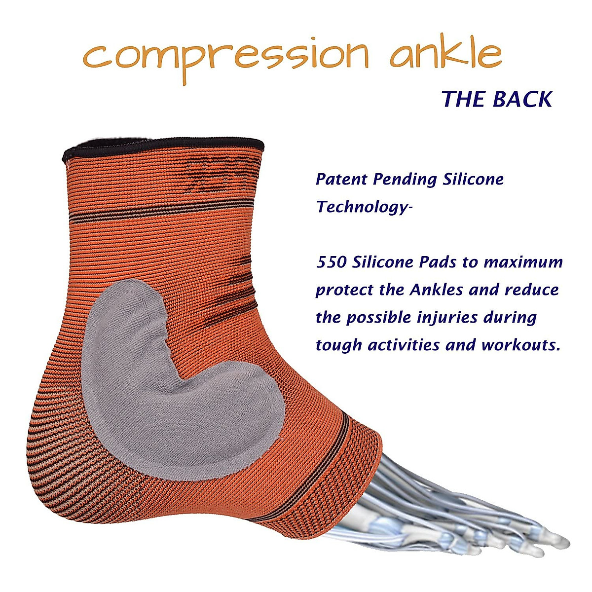 THX4COPPER Infused Compression Ankle Brace,Silicone Ankle Sleeve Support,Pain Relief from Plantar Fasciitis, Achilles Tendonitis-Reduce Foot Swelling&Prevent Ankle Injuries-Single-Small