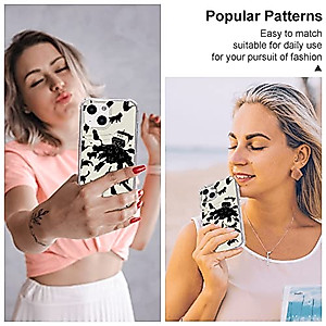 Clear Cute Cat Phone Case iPhone 13 Mini Case - 5.4 Inch Kawaii Black Cats iPhone Case, Non-Slip Pattern Design and Shock Absorption, Gel Frame Support Black Phone Case for Teen Girls and Sisters