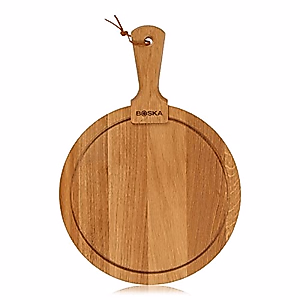 Boska Wooden Serving Cheese Round Board - Holland Life Best For Cheese, Tapas, Bread, and Desserts Presentation - Board Slab with Non-Slip Feet - Cutting and Charcuterie Board