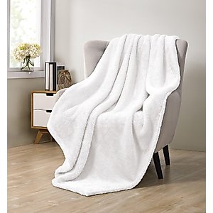 Soft Faux Fur Shaggy Throw Blanket, Warm Thick Fleece Fuzzy Shag Throws, Luxury Furry Plush Fluffy Decorative Cozy Blankets for Couch Sofa Bed Chair (White)