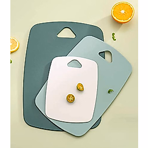 Cutting Boards for Kitchen,Plastic Cutting Board Set of 3, Thick Chopping Boards for Meat, Veggies, Fruits, with Easy Grip Handle,Dishwasher Safe (Green, 3Pcs)