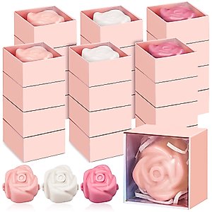 Loopeer 24 Pcs Rose Soap Favors Mini Soaps Bridal Shower Favors Wedding Favors for Guests Baby Shower Decorations Bridal Shower Favors, Beige White, Pink, Rose Red