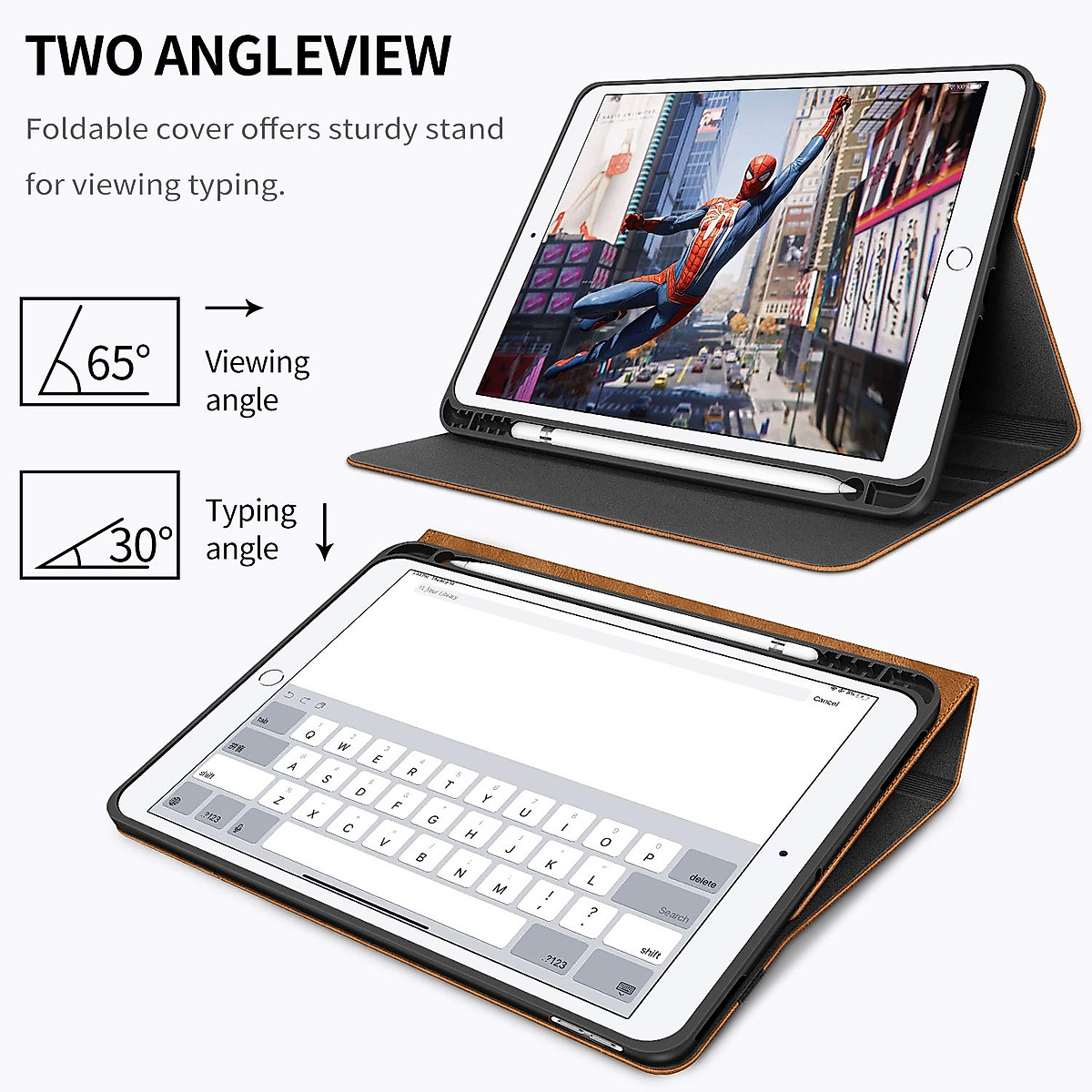 H HOLIMET Case for iPad 9th/8th/7th Generation 2021/2020/2019 10.2 Inch with Pencil Holder Soft TPU Back Smart Cover Auto Wake/Sleep