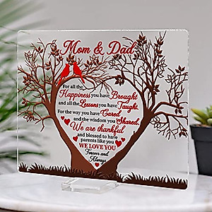 ARTSYWIX Mom & Dad Gifts from Daughter Son, To My Parents Acrylic Plaque w/ Stand, Thank You Mom & Dad Keepsake, Grateful Gift for Parents Mother-in-law, Bonus Mom Stepdad Present, Gift for Anniversary