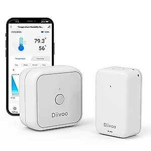 WiFi Thermometer, Diivoo Humidity Sensor Compatible with Alexa, Smart Thermometer Hygrometer with App Notification Alert, Remote Temperature Monitor for Home, Greenhouse, Car, Indoor, Pets