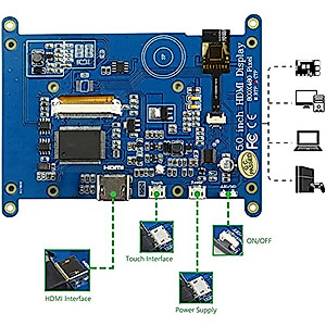 JUN-ELECTRON 5 inch Capacitive Touch Screen for Raspberry Pi 4-800x480 Pixels HD HDMI Display Touchscreen Portable Monitor with Case (Support Pi 4 & Pi 3 B+, Windows)