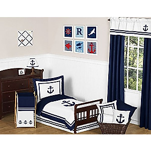 Anchors Away Nautical Navy Blue and White Baby and Childrens Lamp Shade