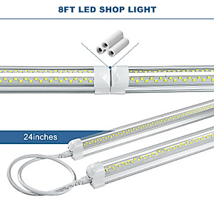 Giwsge 8ft LED Shop Light Fixture - 100W 15000LM 5000K 12 Pack, 8 Foot LED Lights, V Shape LED Strip Lights, 96" T8 LED Tube Light for Garage, Linkable with Plug